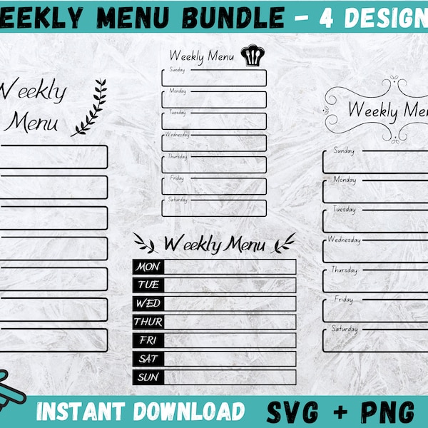 Weekly Menu Planner - Etsy
