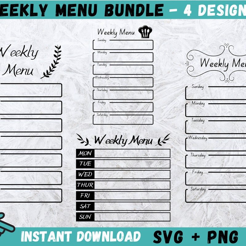 Weekly Menu Planner - Etsy