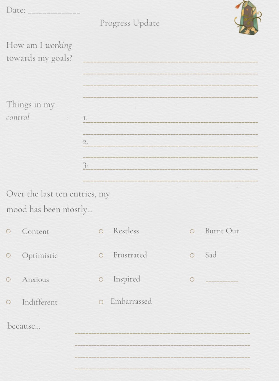 Daily Self-reflection Journal With Progress Updates Print at Home PDF ...