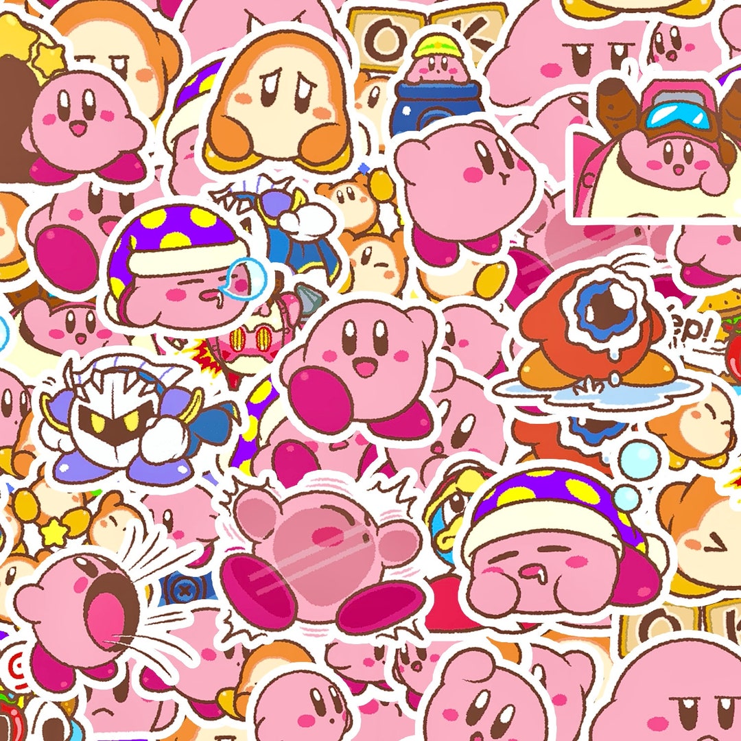 40 Kirby Stickers Cartoon Anime Cute Kawaii Derpy Nintendo Nerdy Laptop ...