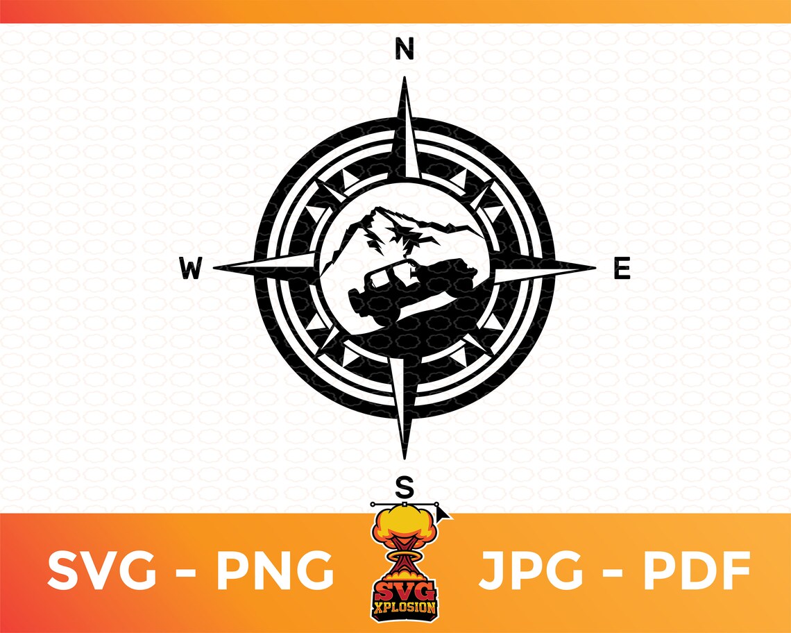 SVG Compass Jeep Wrangler Silhouette Cut File For Cricut And | Etsy