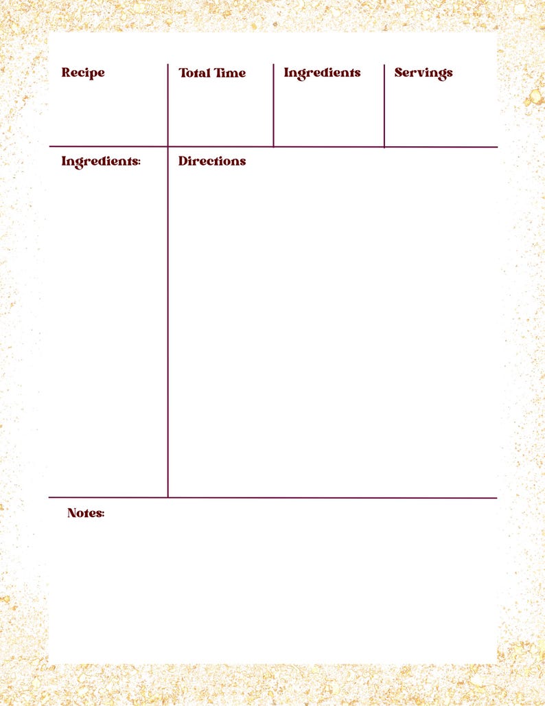 Baker Recipe Book Template: Baking Lovers PDF Organizer (digital ...