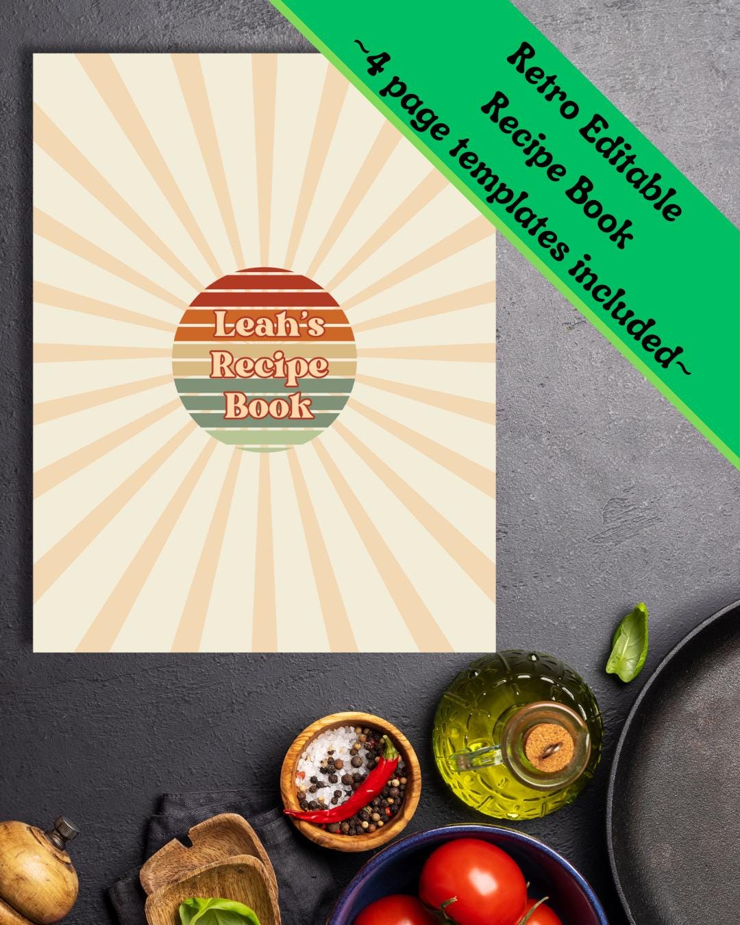 Retro Recipe Book Template | Digital Cookbook & E-cookbook Template ...