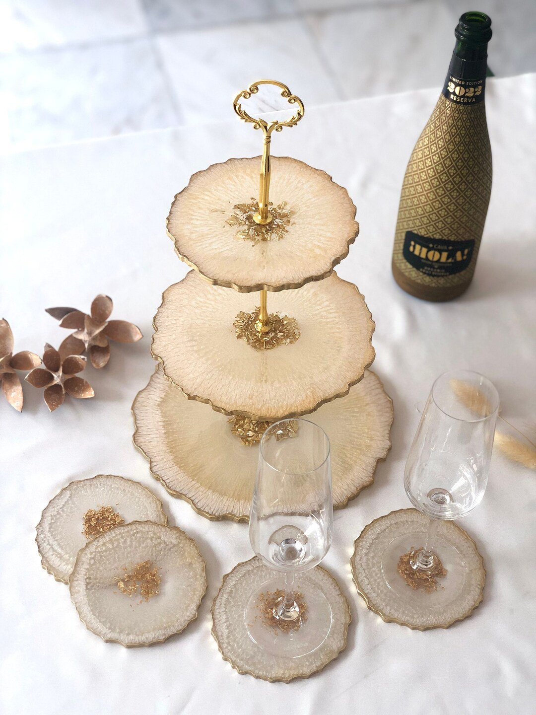Exclusive Epoxy Resin Cake Stand With Coasters, Elegant Cake Stand ...