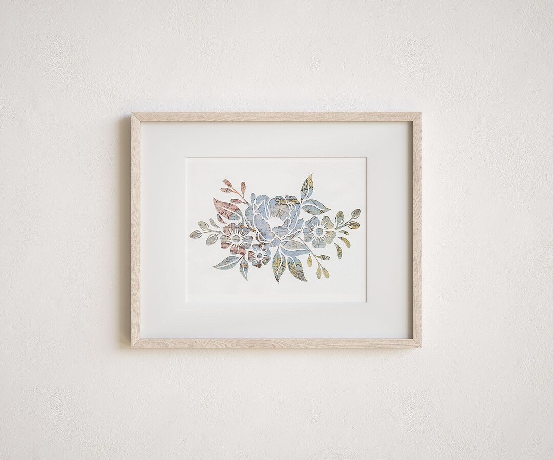 Peony Map Papercut Art: Vintage Travel-lover Decor (5x7) - Etsy