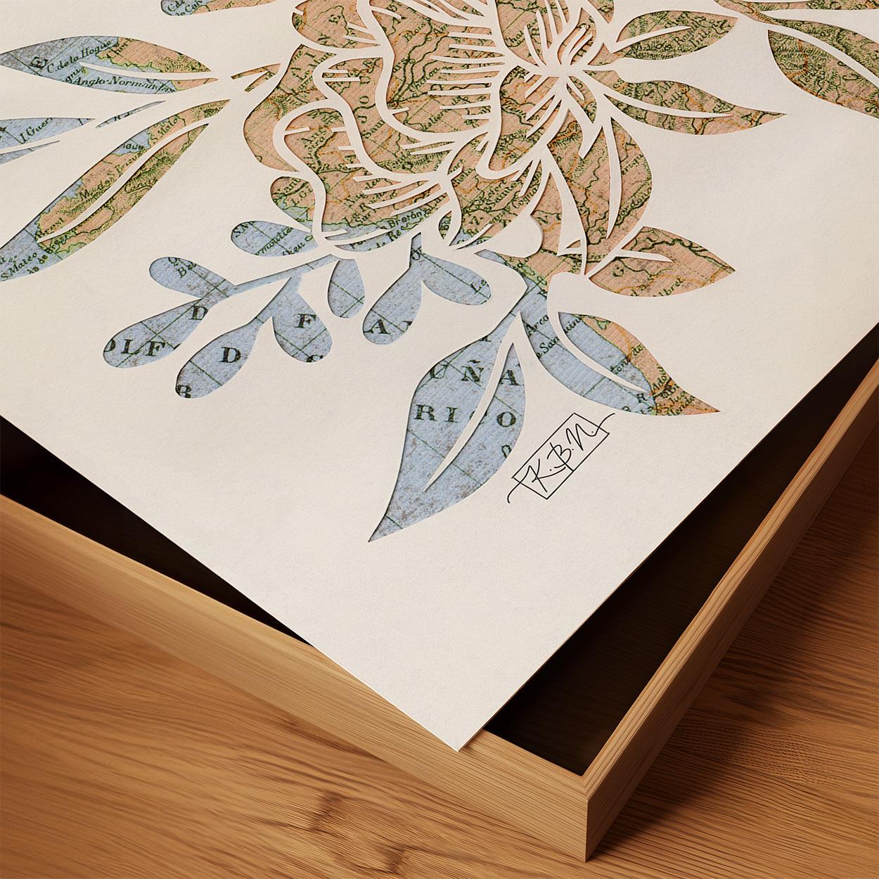 Carnation Flower Art Print: Vintage Map Papercut Giclee - Etsy