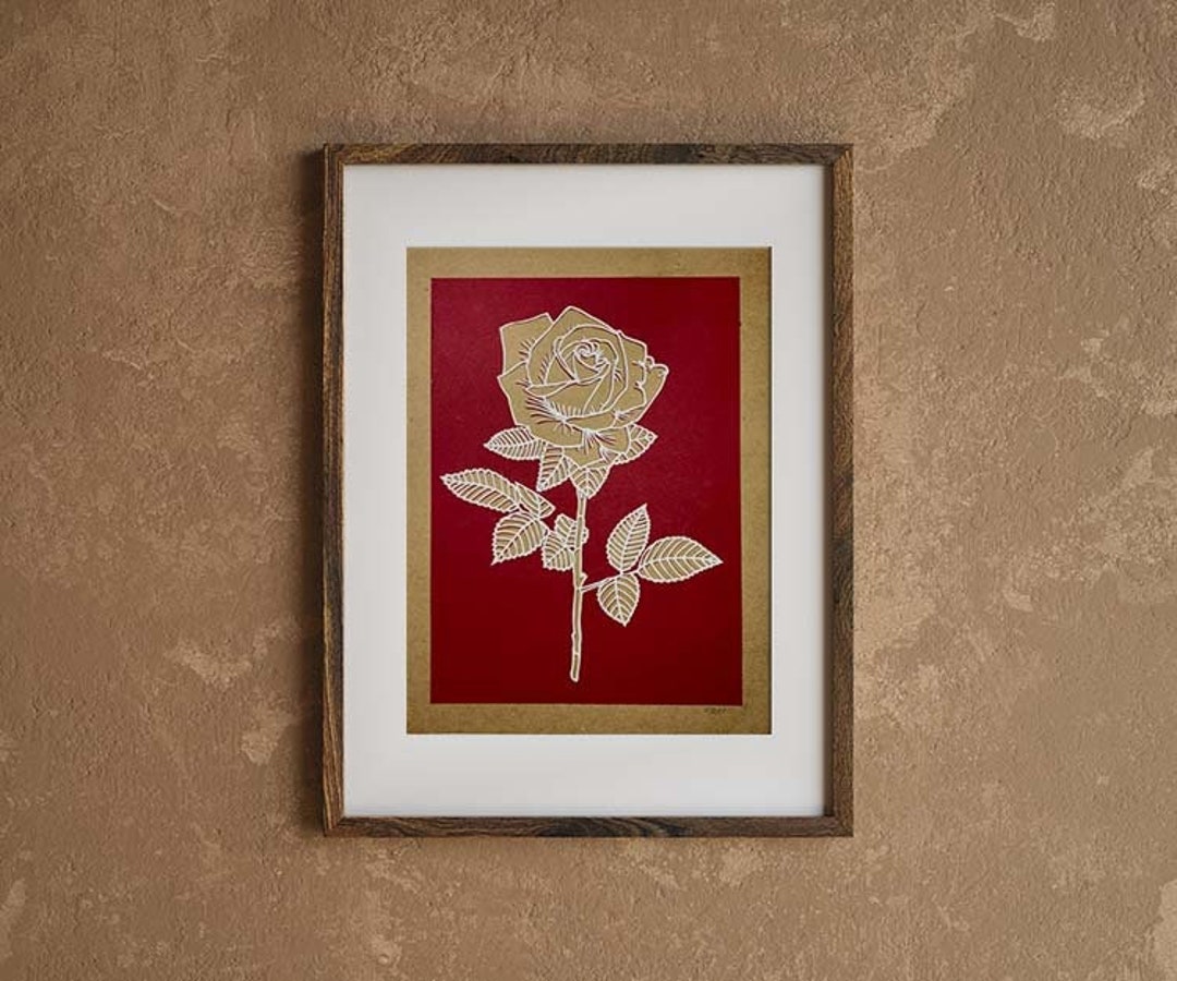 Rose Papercut Original Art for Flower-lovers Wall Art Rose Valentines ...
