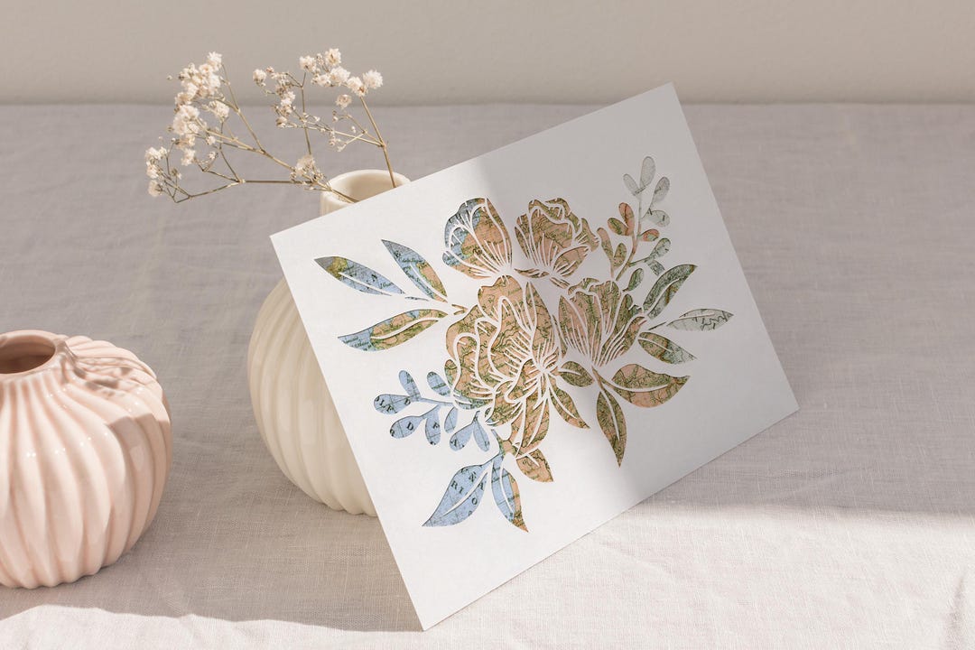 Carnation Flower Art Print: Vintage Map Papercut Giclee - Etsy