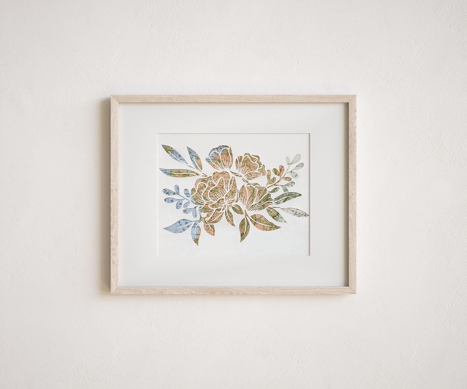 Carnation Flower Art Print: Vintage Map Papercut Giclee - Etsy