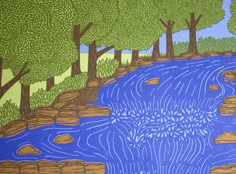River Scene Papercut Wall Art River Illustration San Marcos - Etsy