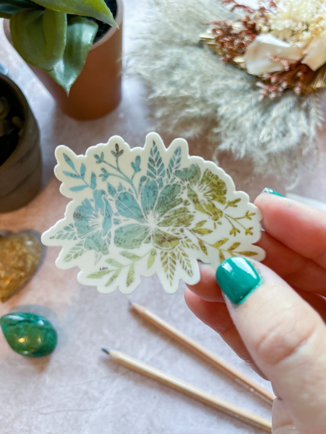 Cosmos Map Flower Sticker for Laptop Flower Sticker Vintage Map Sticker ...