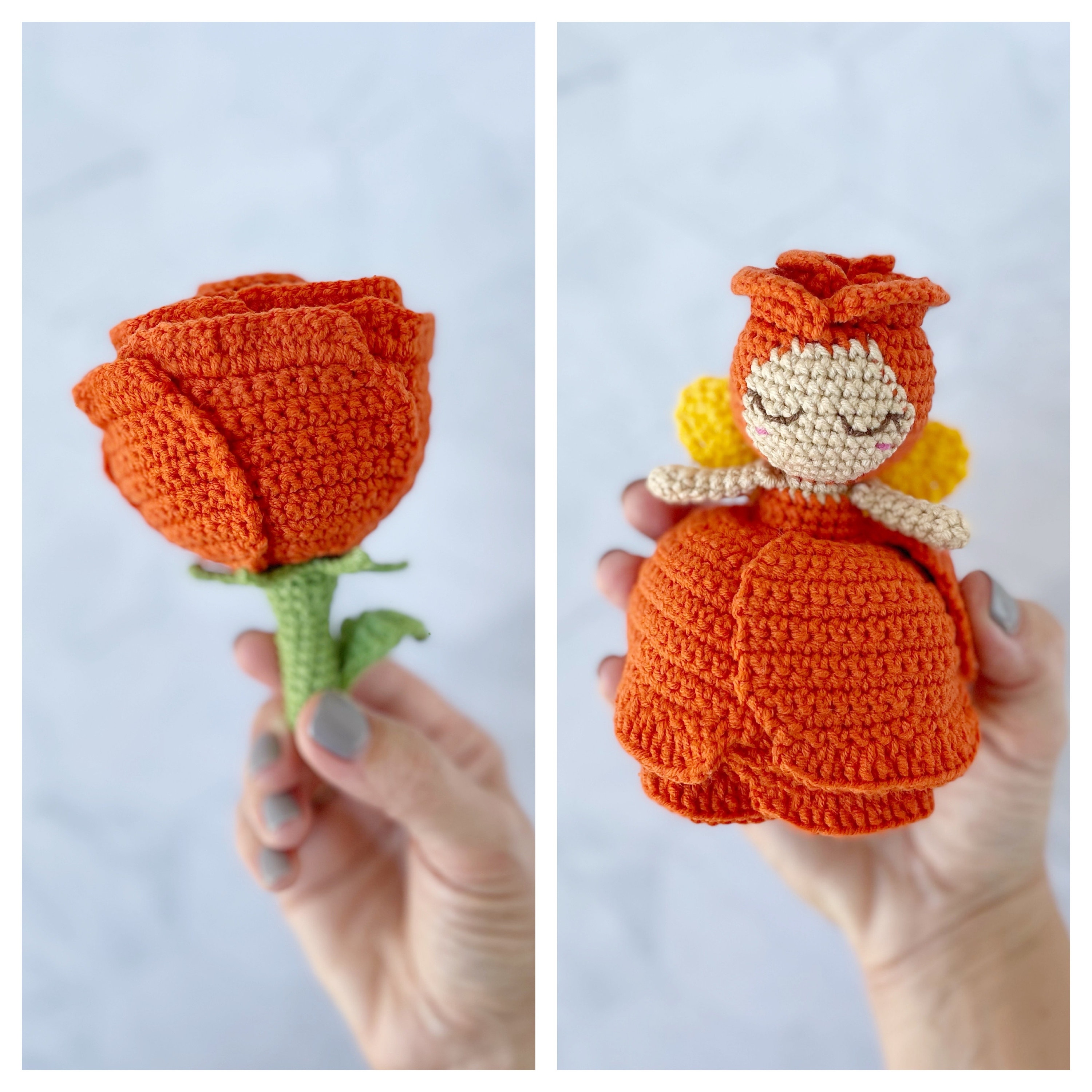 Crochet Reversible Rose Doll, Crochet Toy, Handmade Amigurumi Toy ...