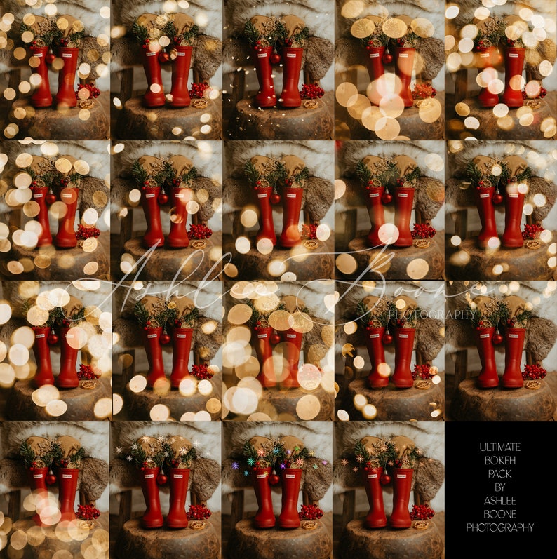 26 Gold Bokeh Overlays, Snowflake Light Overlays, Christmas Tree Bokeh ...