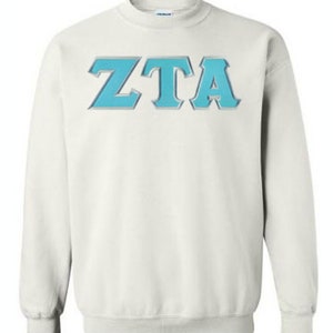 Zeta Tau Alpha Twill Lettered Crewneck - Etsy