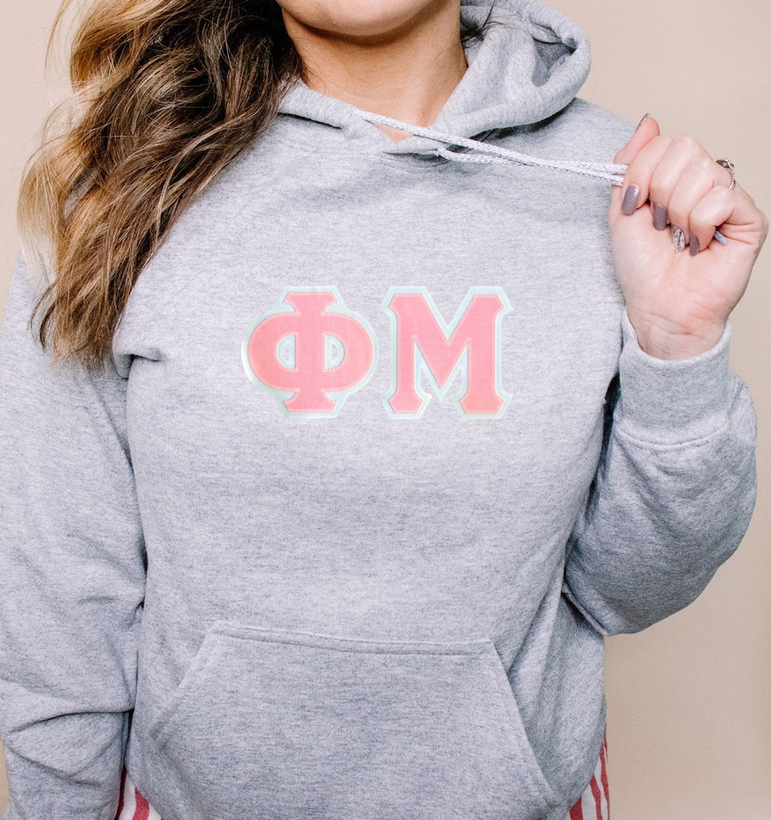 Phi Mu Sorority Lettered Hoodie - Etsy