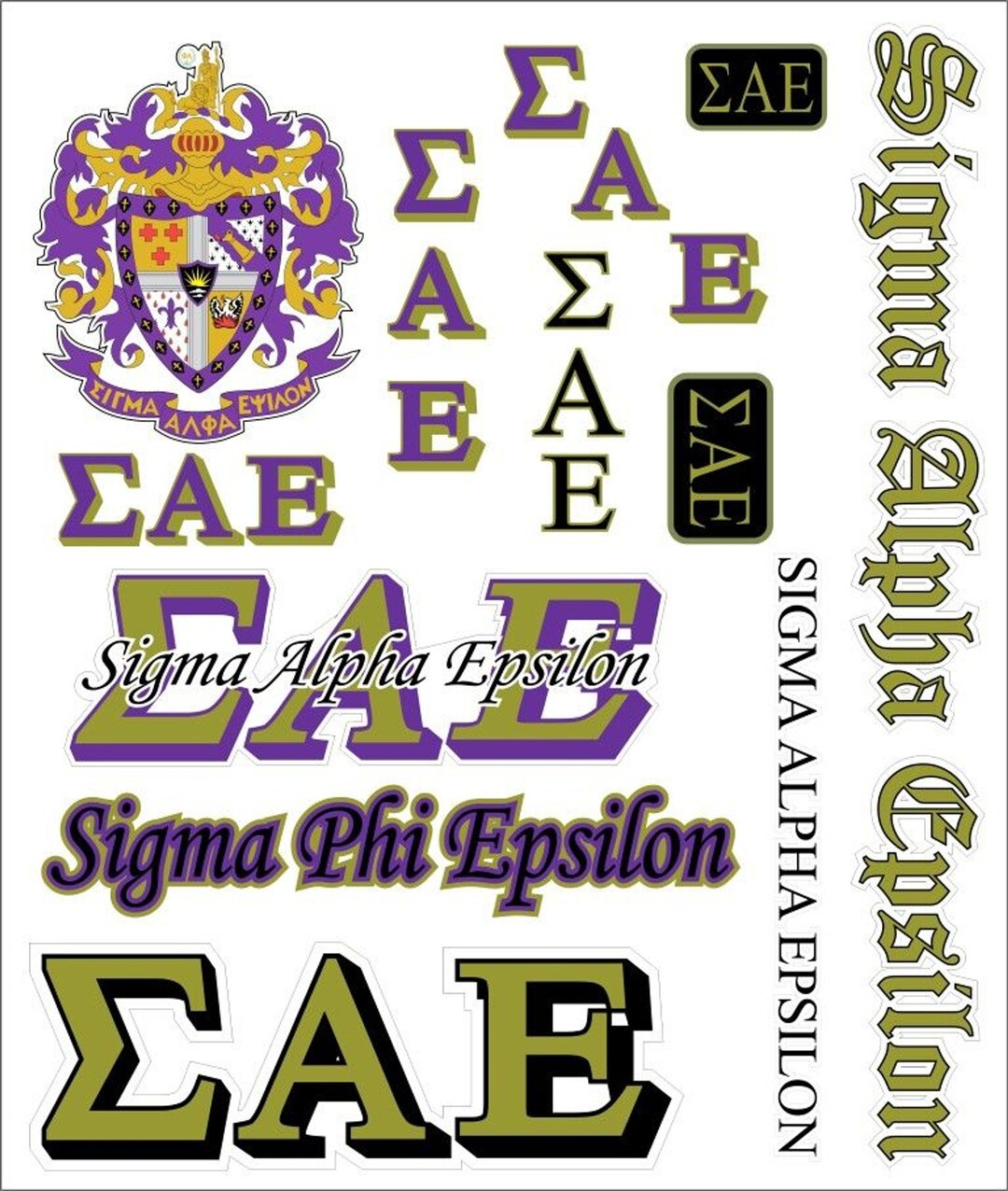Sigma Alpha Epsilon Multi Greek Decal Sticker Sheet - Etsy