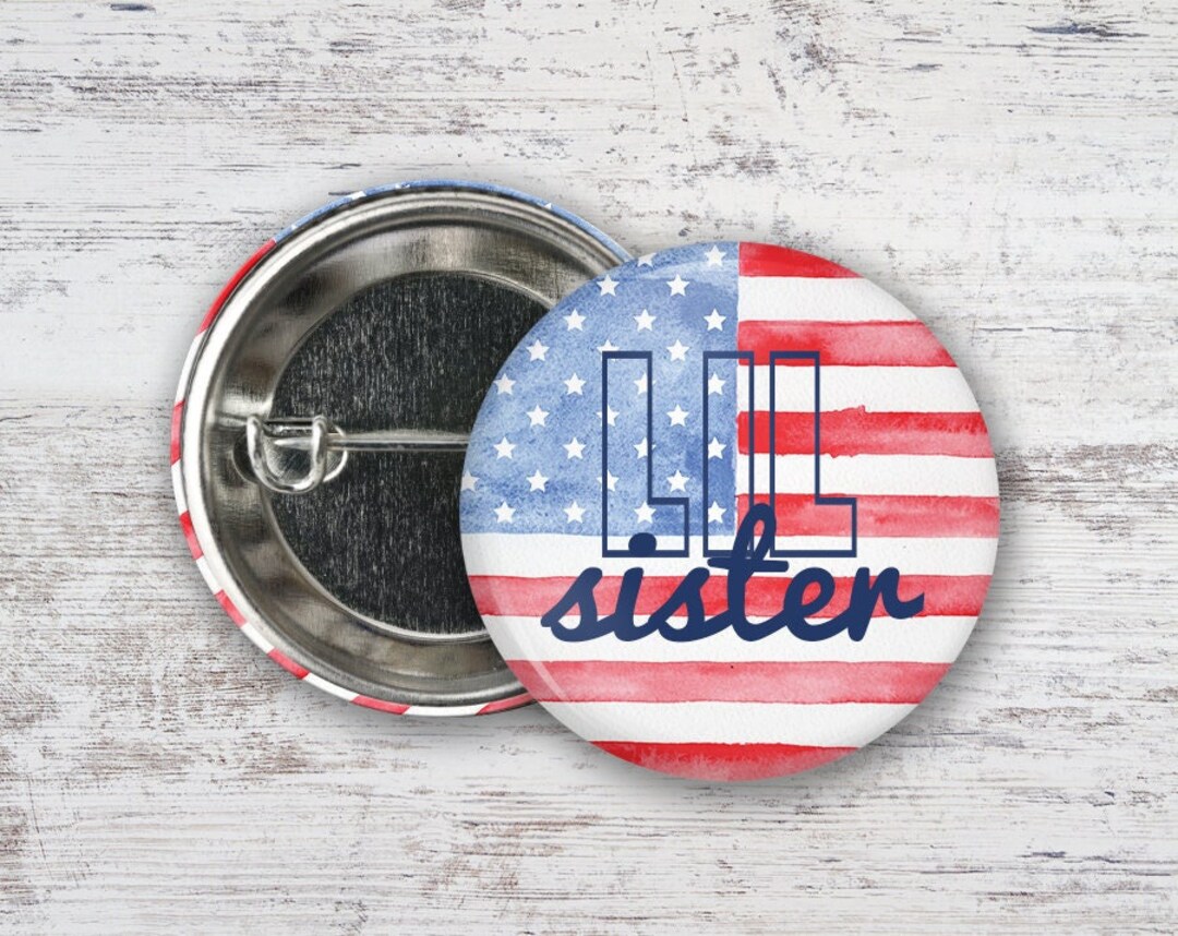 Little Sister Watercolor Flag Greek Button Sorority Button - Etsy