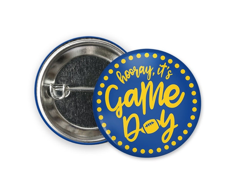 Hooray It's Gameday Pinback Buttons Game Day Pins Choose Your Colors 2. ...