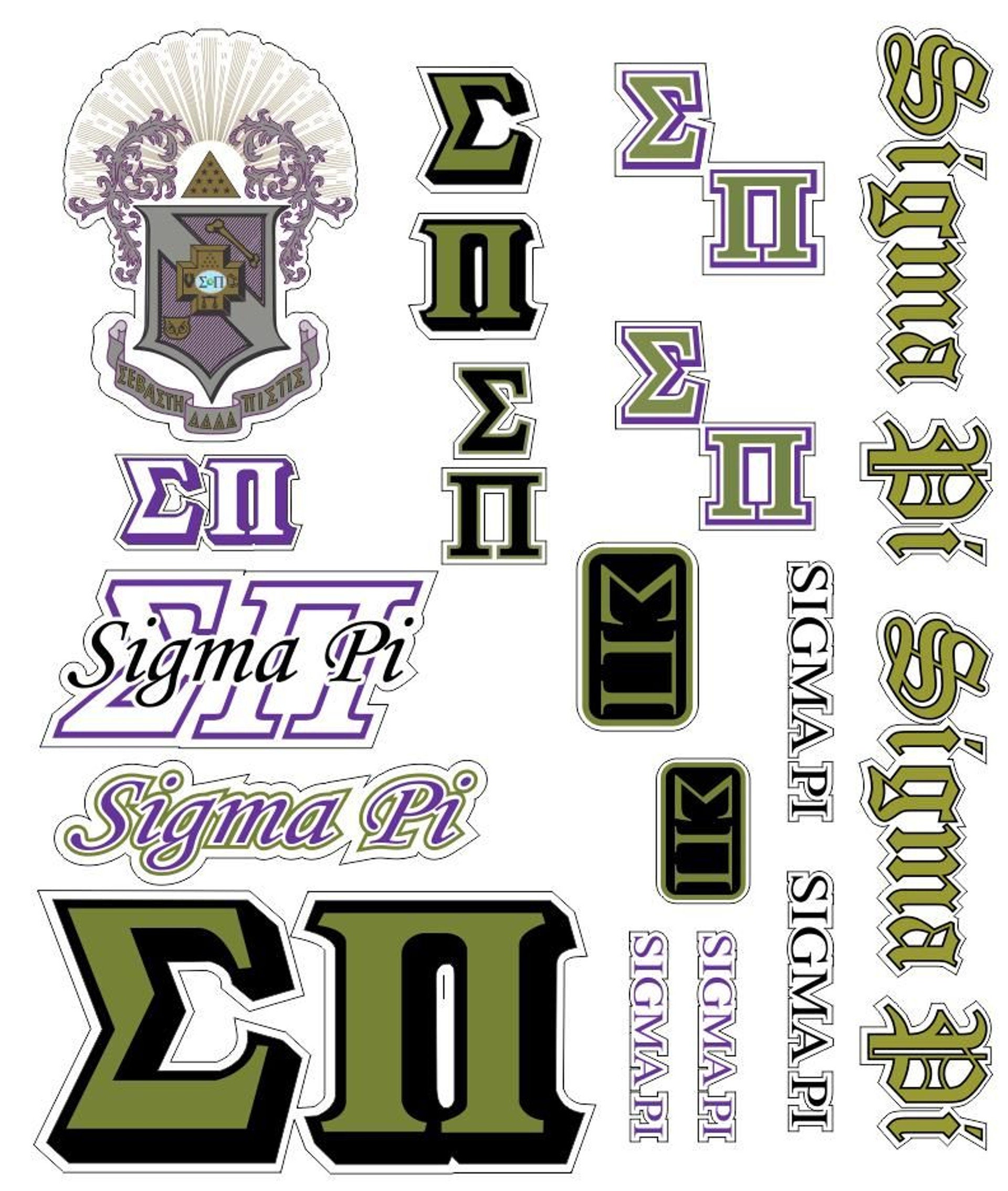 Sigma Pi Multi Greek Decal Sticker Sheet - Etsy