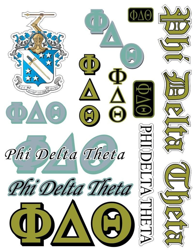 Phi Delta Theta Multi Greek Decal Sticker Sheet - Etsy