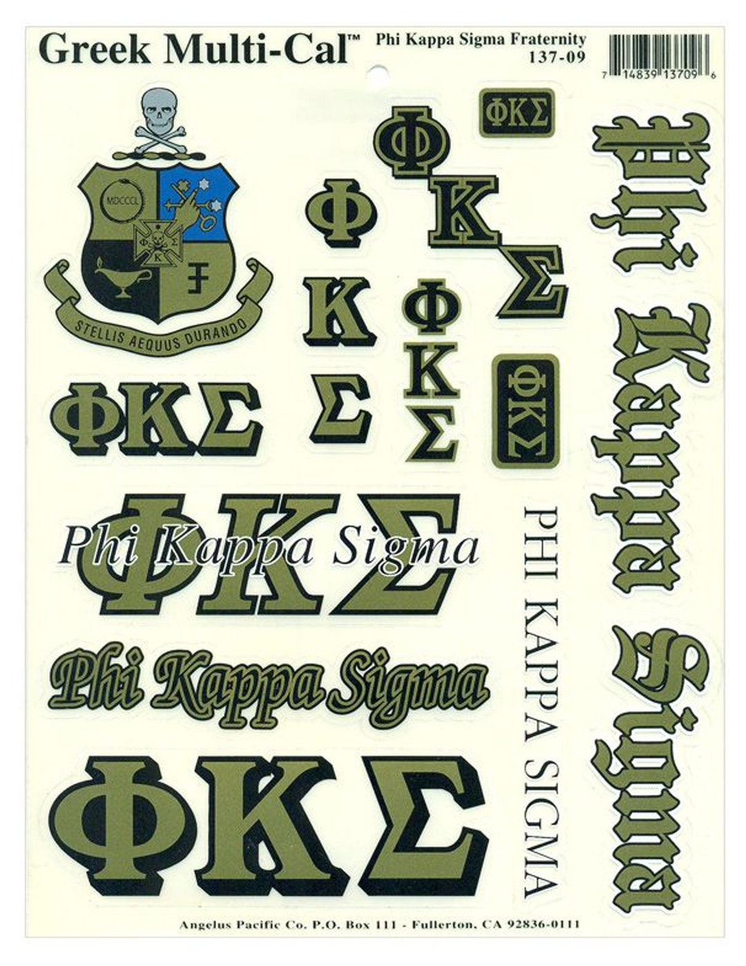 Phi Kappa Sigma Multi Greek Decal Sticker Sheet - Etsy