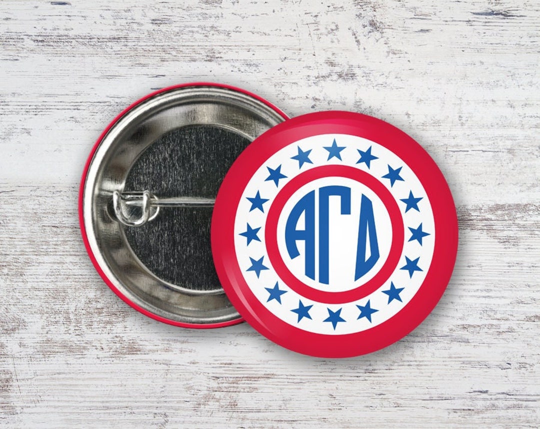 AGD Alpha Gamma Delta Stars Monogram Single or Bulk 2.25 Pinback Button ...