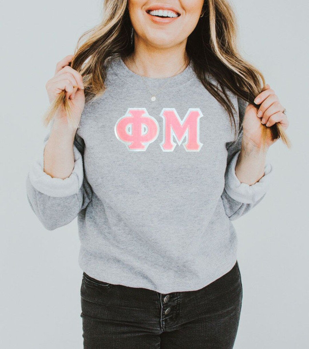 Phi Mu Twill Lettered Crewneck - Etsy