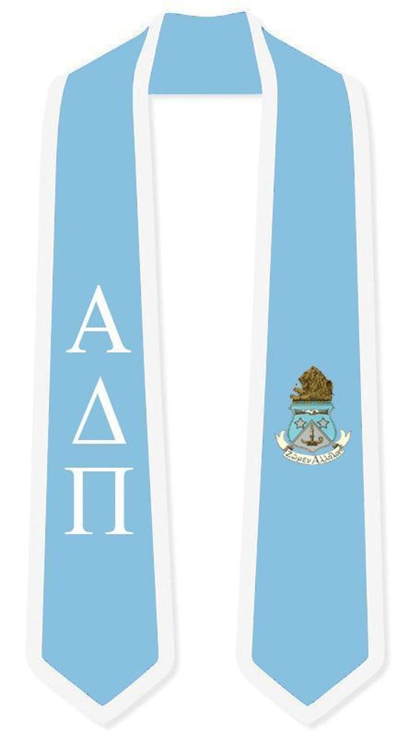Alpha Delta Pi Greek 2 Tone Lettered Graduation Light Blue Sash Stole ...