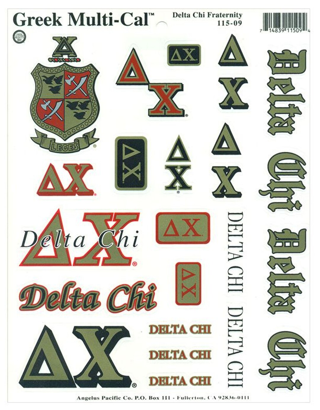 Delta Chi Multi Greek Decal Sticker Sheet - Etsy
