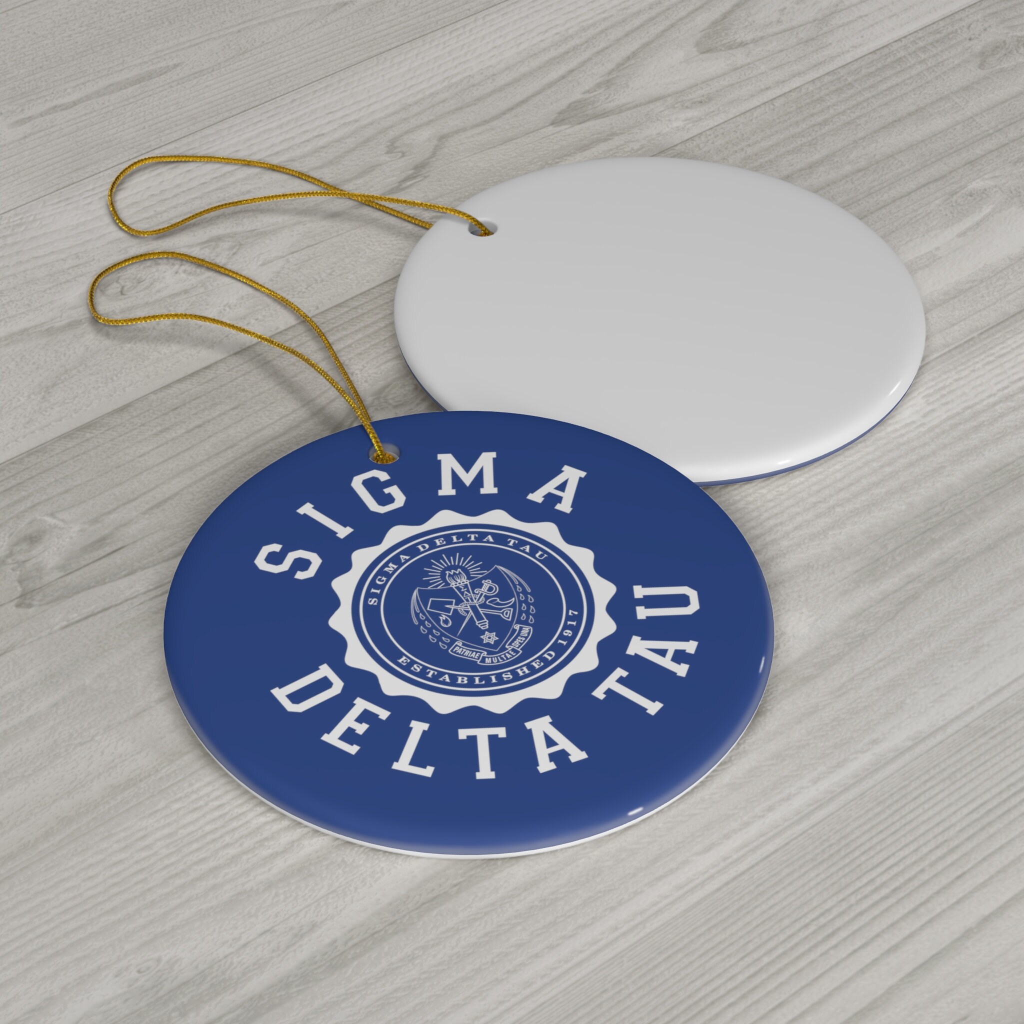 Sigma Delta Tau Round Christmas Shield Ornaments - Etsy