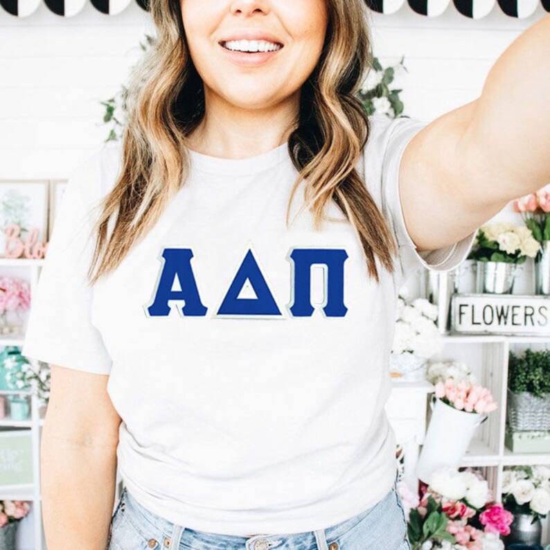 Alpha Delta Pi Twill Lettered Tee - Etsy