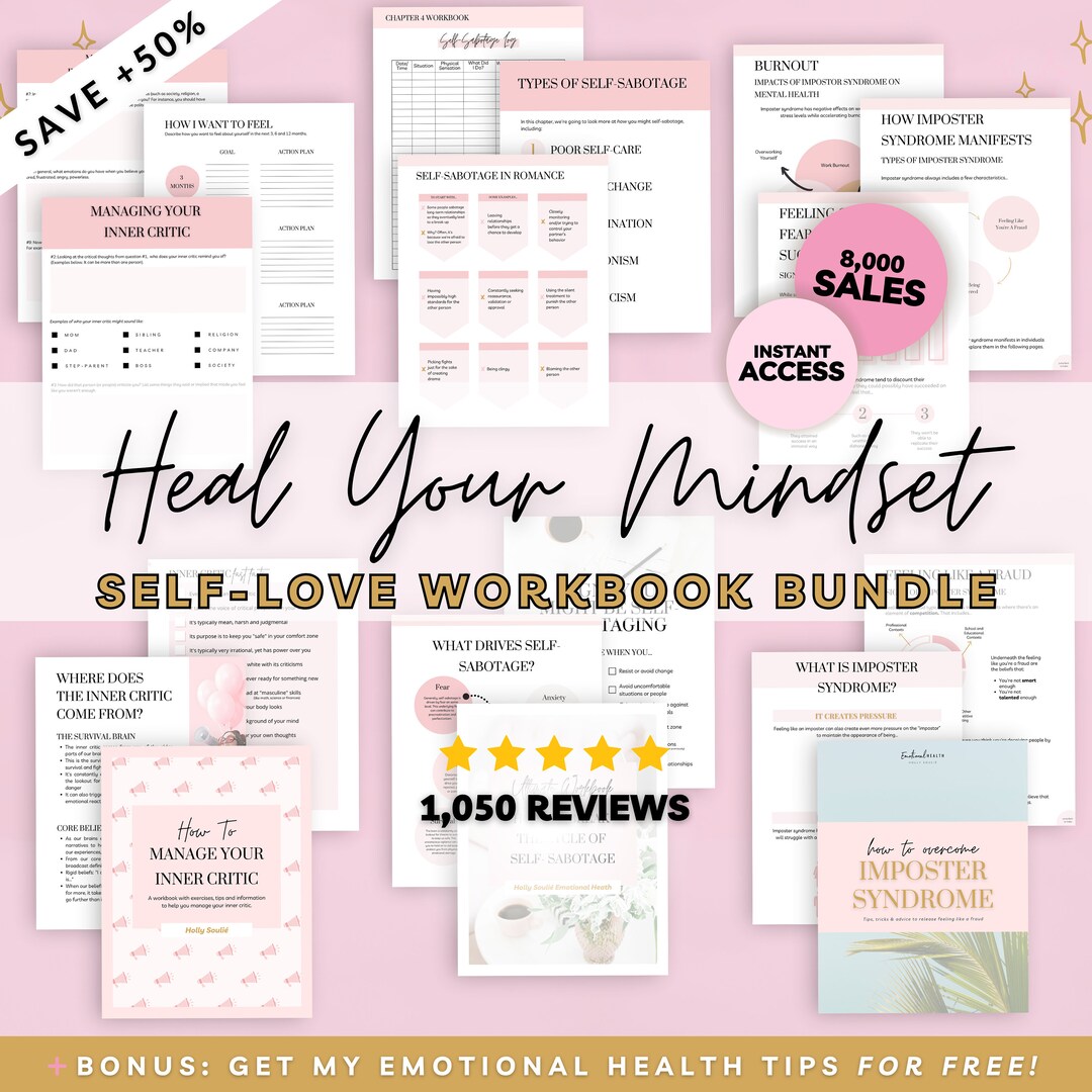 Heal Your Mindset Digital Workbook Bundle, Mental Health Journal ...