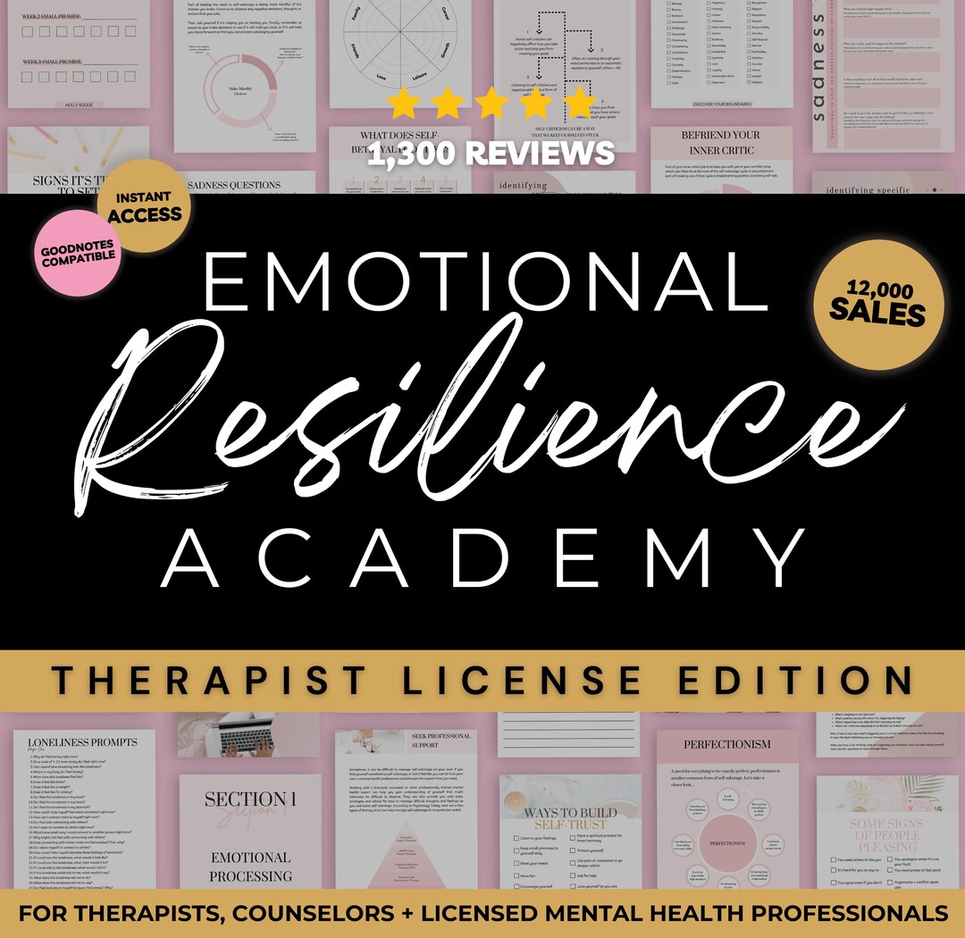 Emotional Resilience Academy Workbook Bundle for Therapists, Private ...