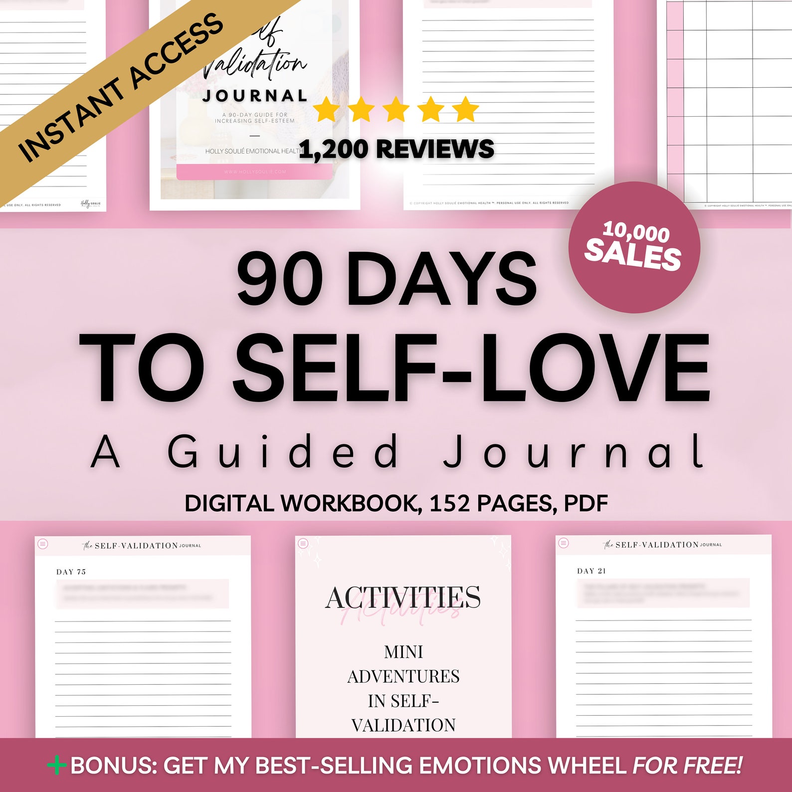 Self-love Guided Journal: 90-day Workbook, Self-esteem (PDF) - Etsy