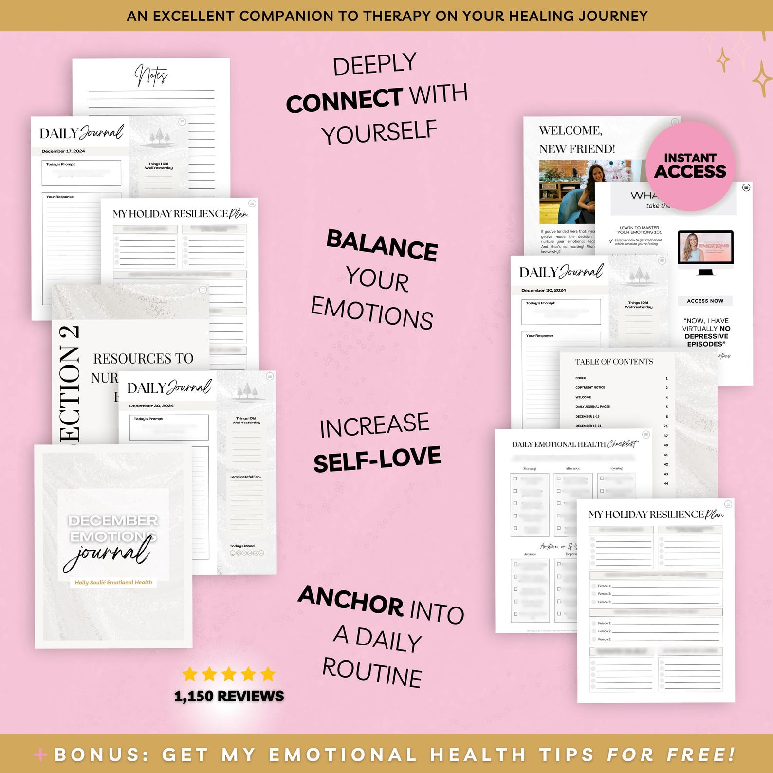 December Emotions Journal, Daily Mental Health Workbook, Emotional ...