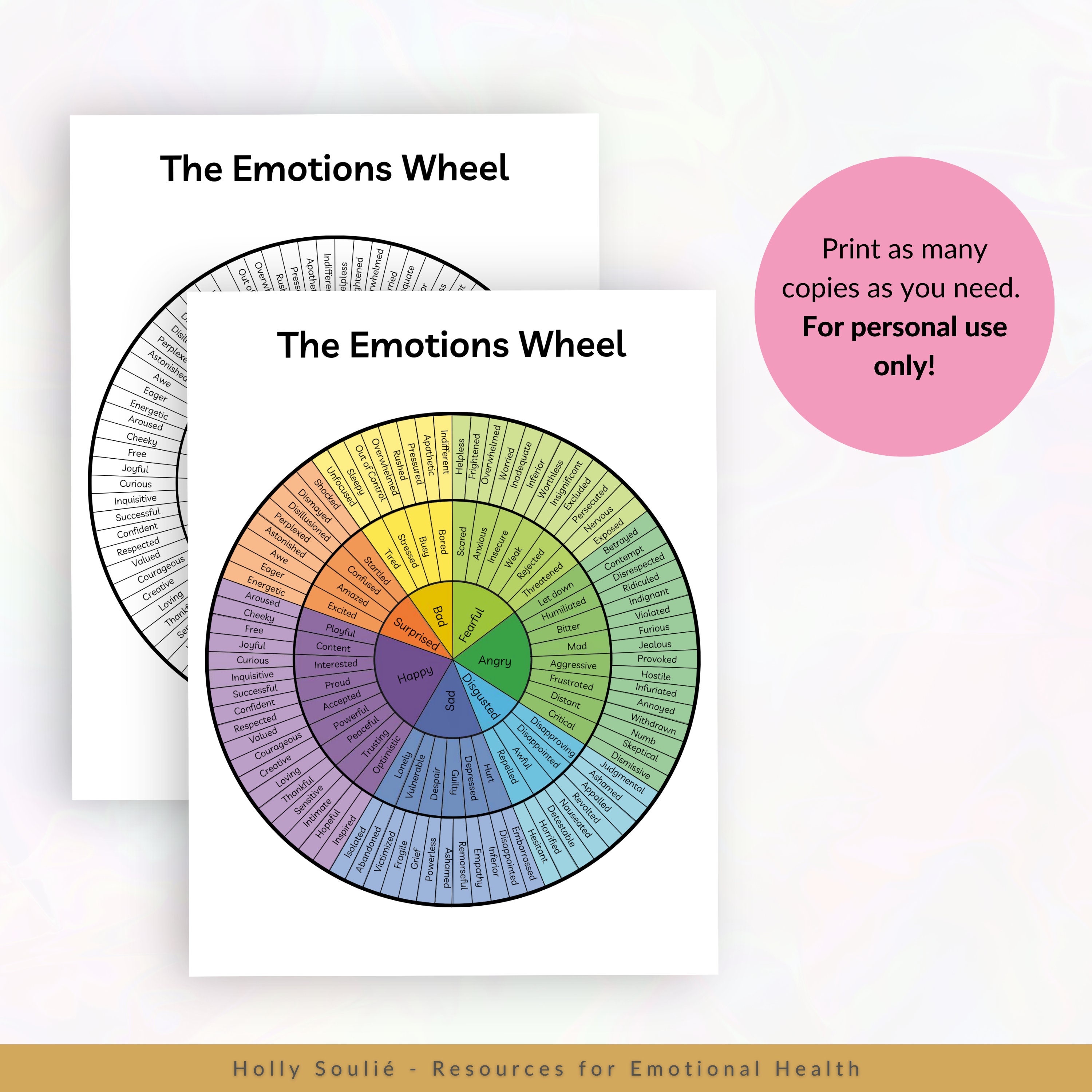 Rueda de Emociones Descarga Digital / Rueda de Sentimientos Imprimible ...