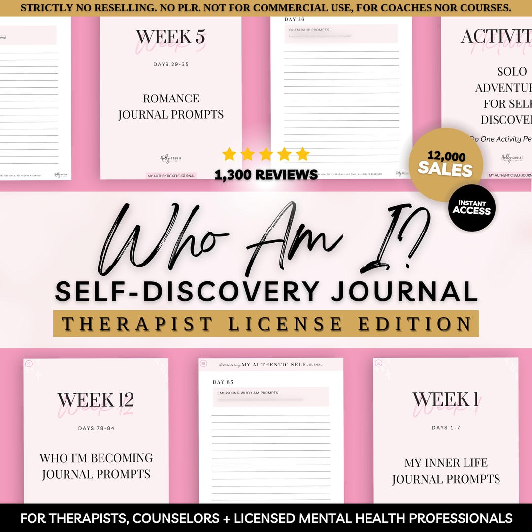 Who Am I Digital Journal Therapist License Edition, 90-day Guided ...