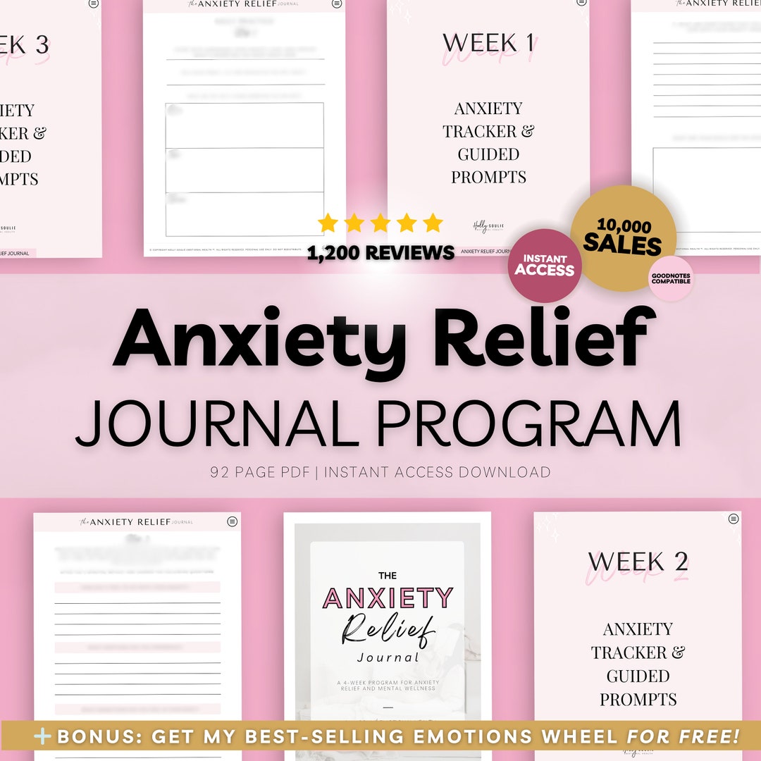 Anxiety Journal Program, Digital Anxiety Guided Journal Prompts ...