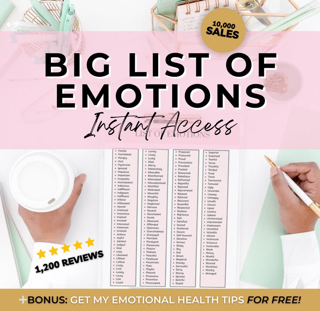 Emotions List PDF Download, Emotional Intelligence Printable, Feelings ...
