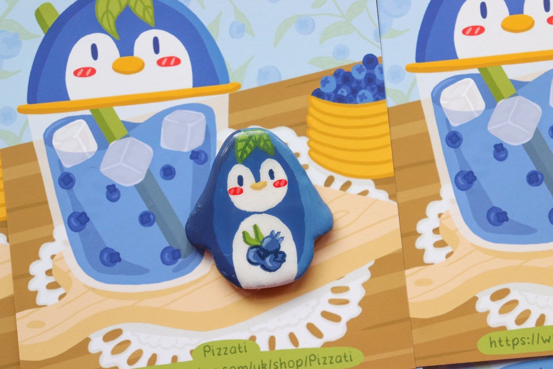 Beri Pin Blueberry Penguin Clay Pin Cute Polymer Clay - Etsy