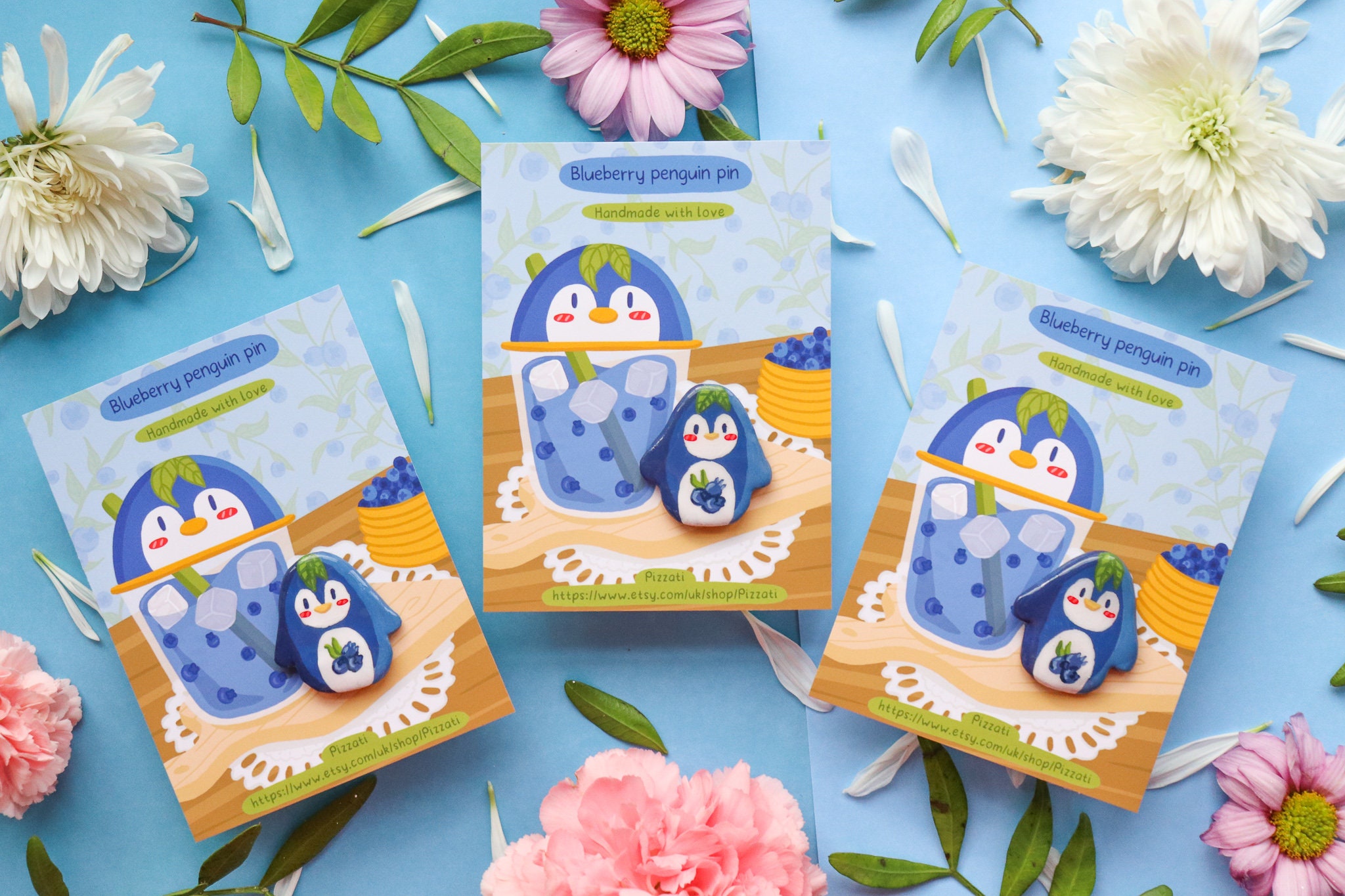 Beri Pin Blueberry Penguin Clay Pin Cute Polymer Clay - Etsy