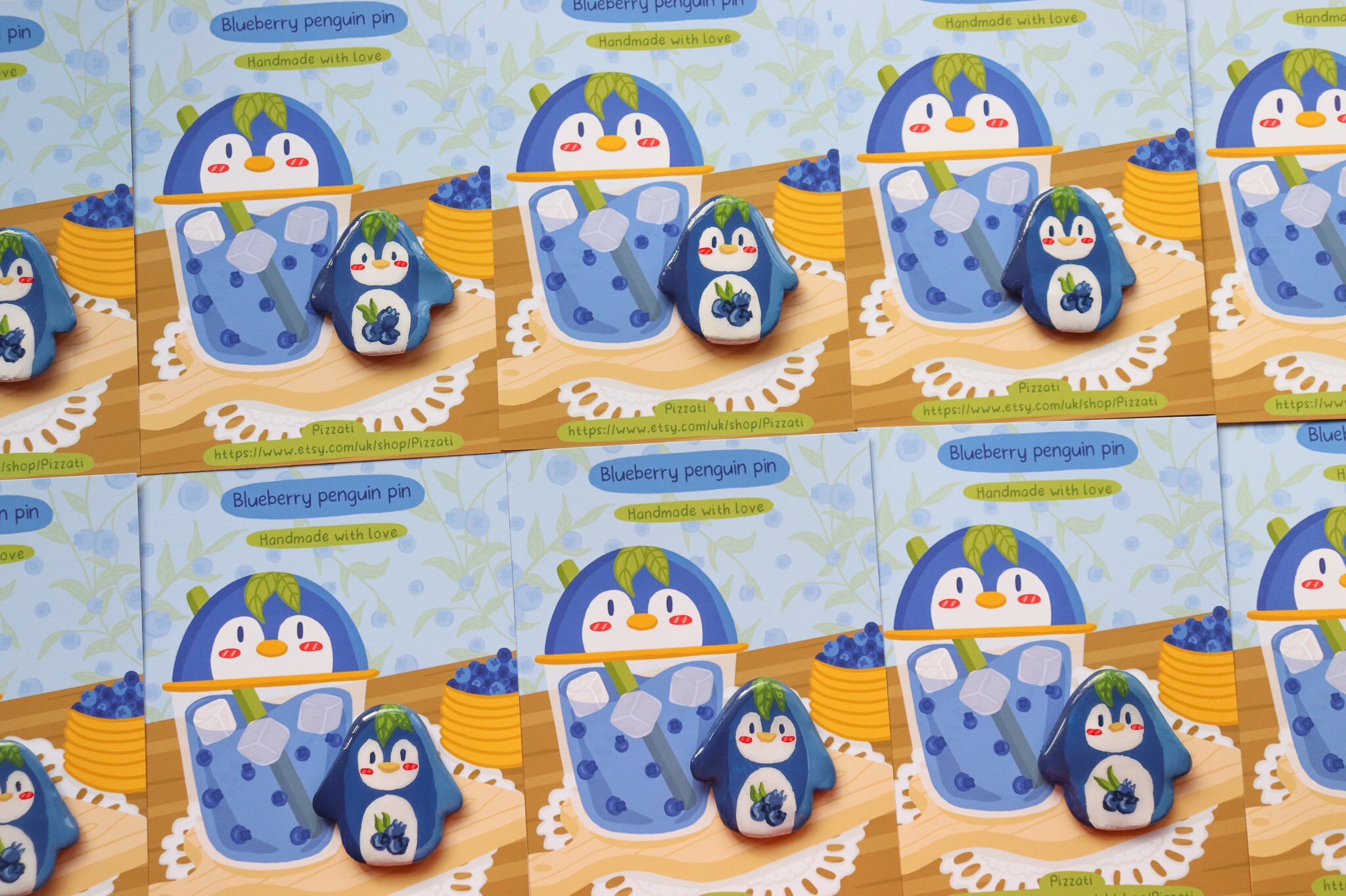 Beri Pin Blueberry Penguin Clay Pin Cute Polymer Clay - Etsy