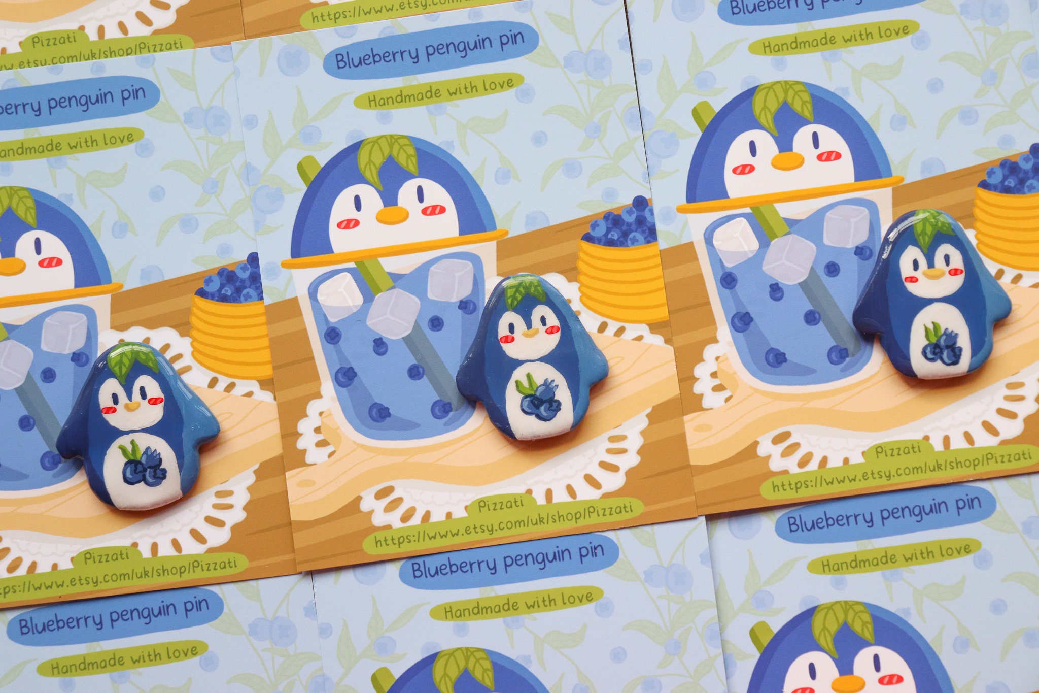 Beri Pin Blueberry Penguin Clay Pin Cute Polymer Clay - Etsy