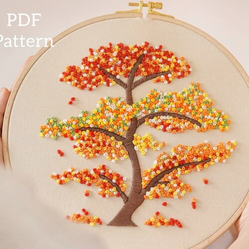 PDF Pattern Video Tutorial/purple Tree-hand Embroidery - Etsy UK