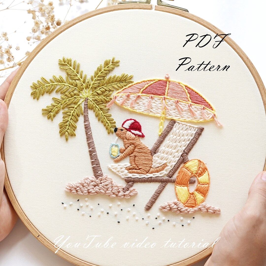 PDF Pattern+ Video Tutorial/summer Vibes-hand Embroidery Pattern-summer ...