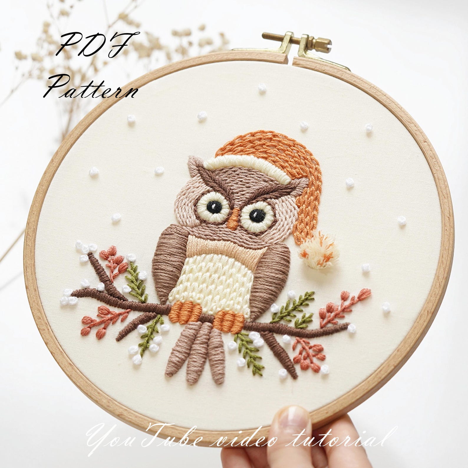 PDF Pattern+ Video Tutorial/clever Owl-embroidery Pattern-embroidery ...