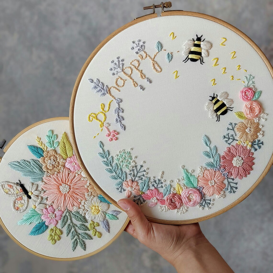 PDF Pattern Video Tutorial/be Happy-hand Embroidery - Etsy