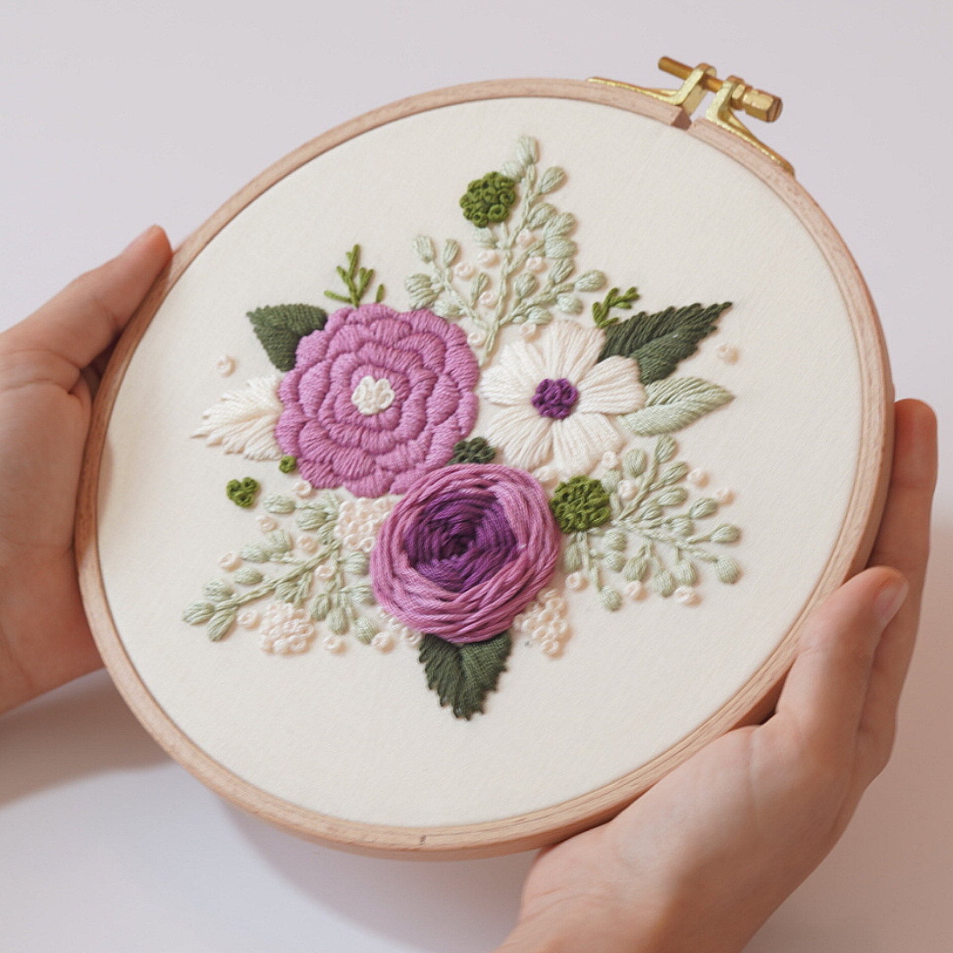 PDF Pattern Video Tutorial/purple Bouquet-hand Embroidery - Etsy