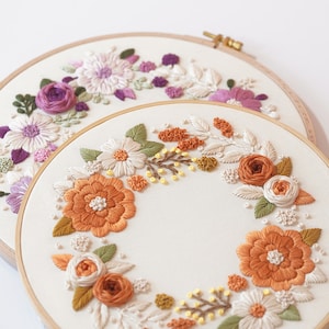 Orange Wreath Hand Embroidery Pattern: Beginner DIY Project (PDF ...