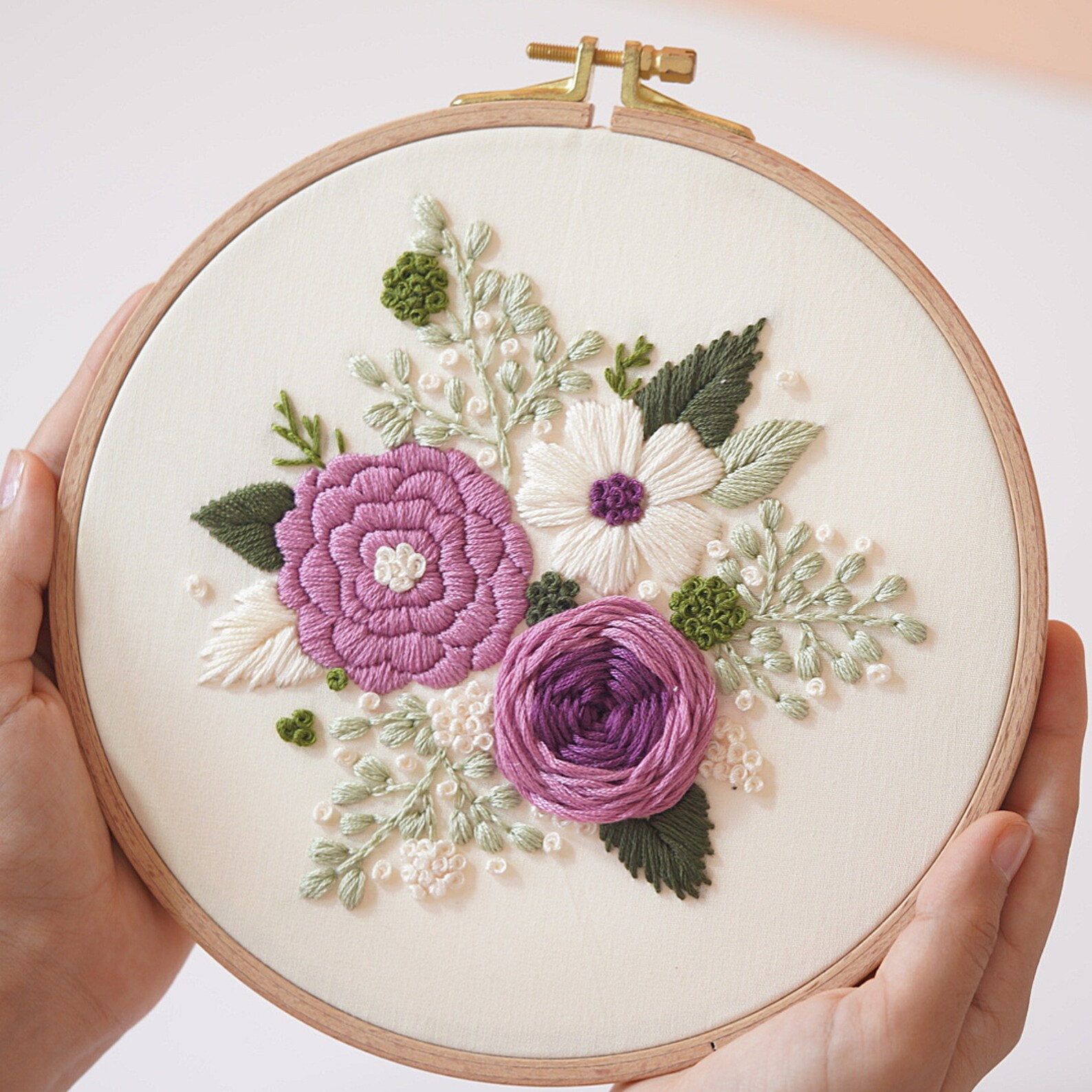 PDF Pattern Video Tutorial/purple Bouquet-hand Embroidery - Etsy